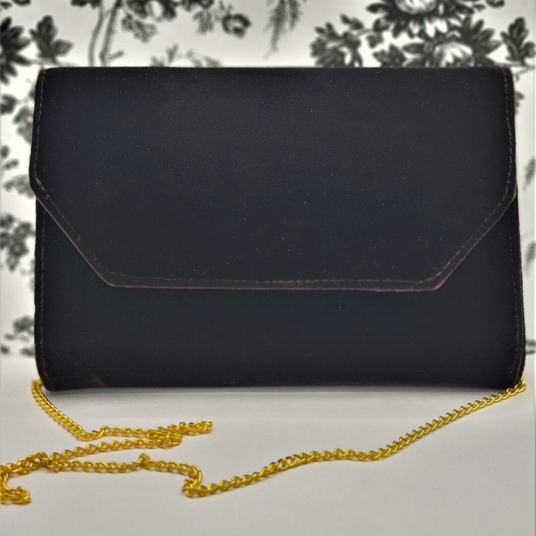Vintage Velvet Chocolate Brown Evening Purse With Gold Tone Chain ...