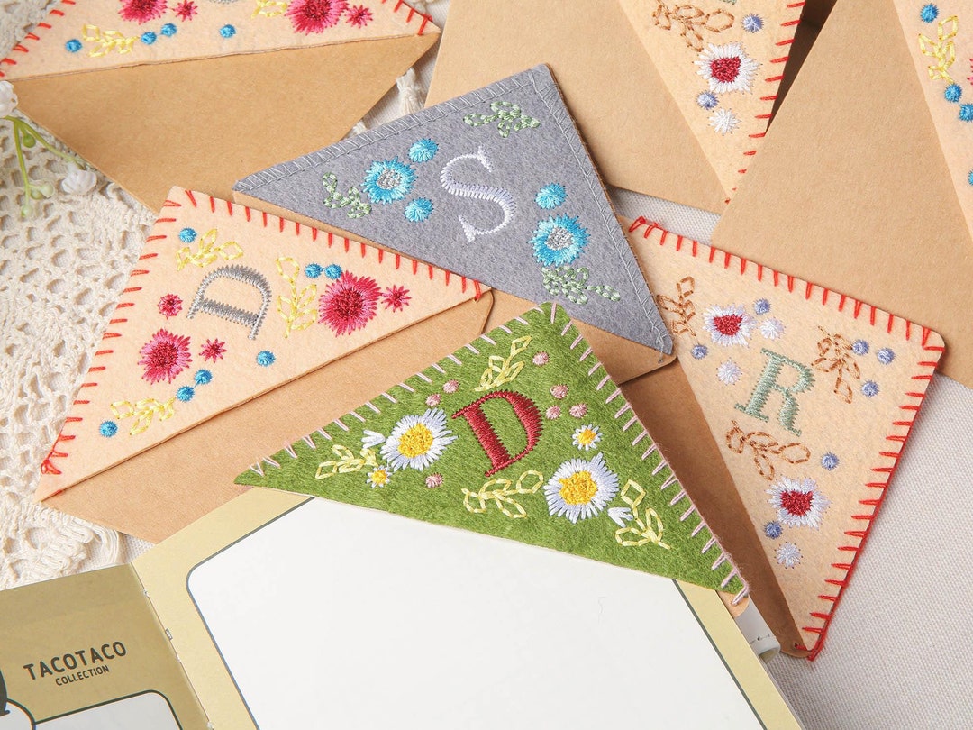 Felt Triangle Page Stitched Corner Bookmark,handmade Embroidered Corner ...