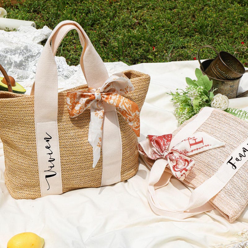 Straw Tote Scarf Handle - Etsy