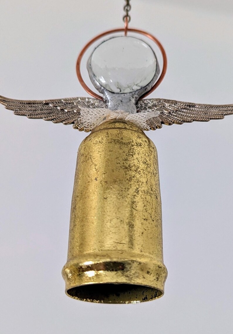 Soldered Glass Rustic Angel Energy Hanging Metal Bells - Etsy