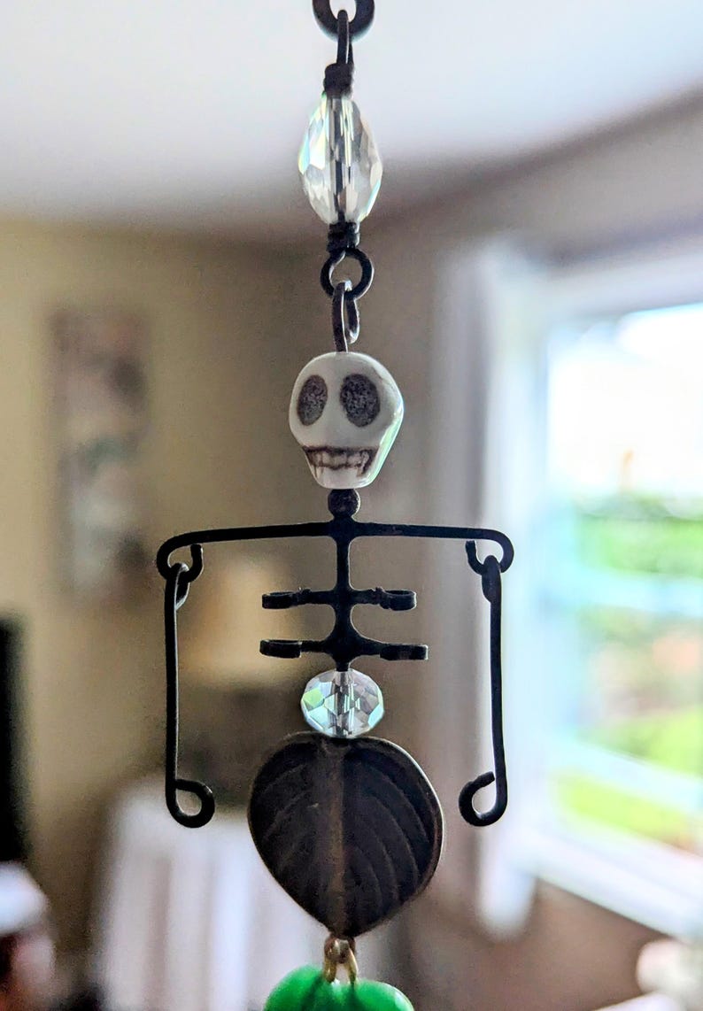 Skeleton Mermaid Soldered Copper Wire Glass Beaded Skull Ornament Car ...