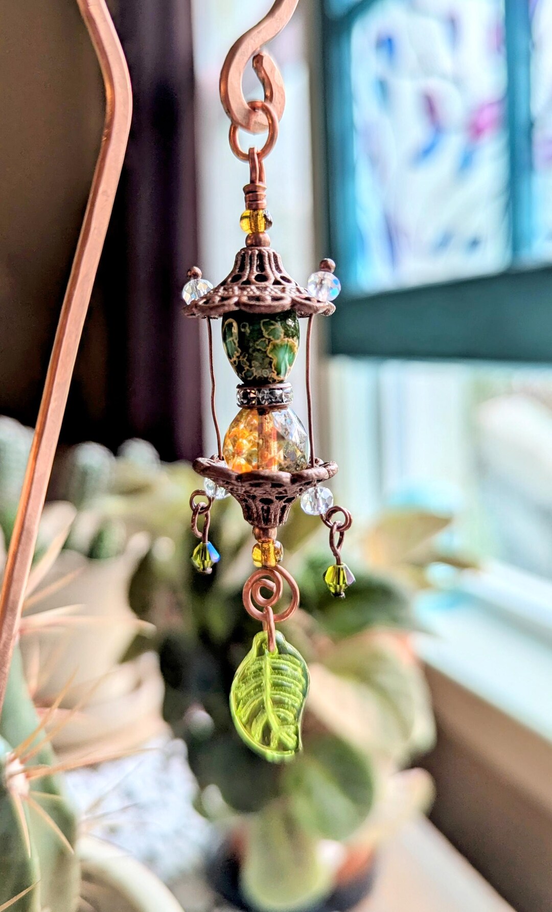 Fairy Lantern Plant Stake Spike Earthy Green Miniature Lantern ...