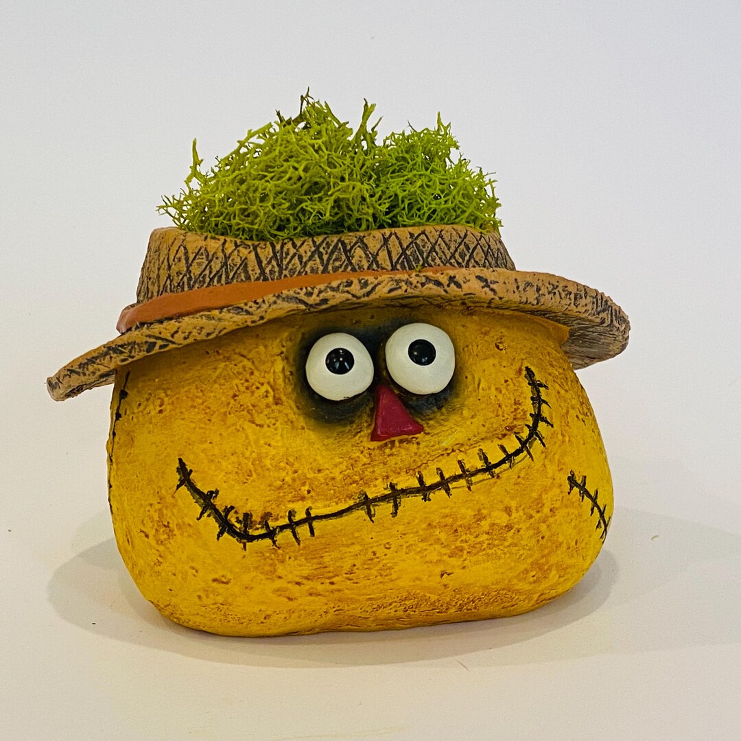 Strawman Dan Scarecrow Planter – Halloween Succulent Pot | Spooky Cute ...