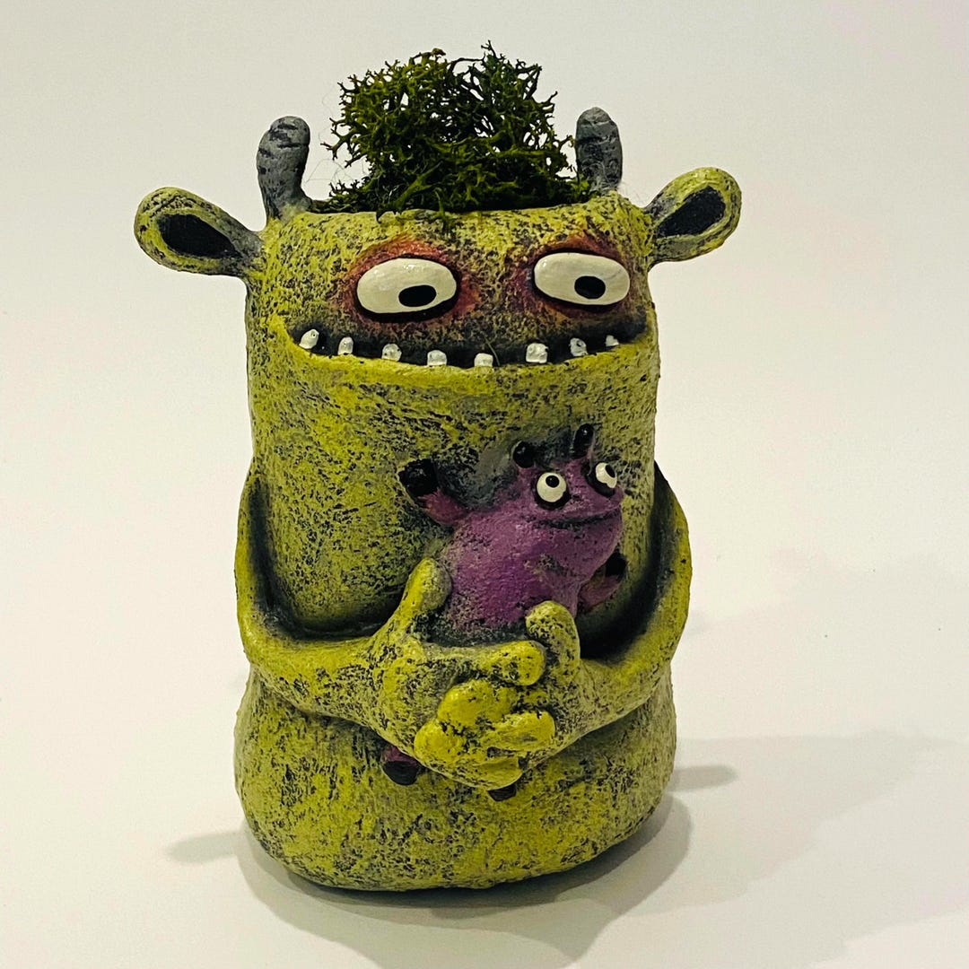 Honey Love Mama Blobhouse Planter: Moss Hair Succulent Pot - Etsy