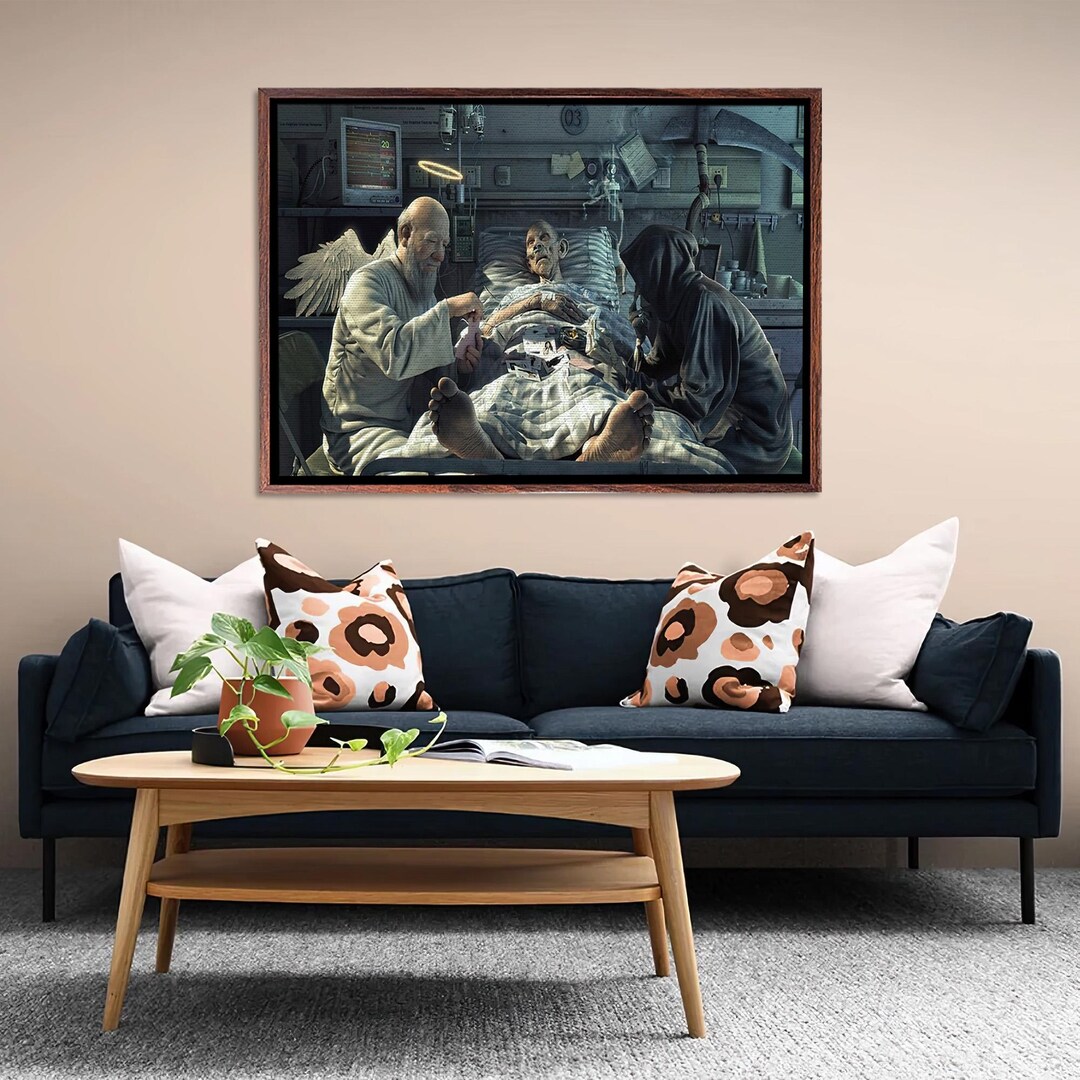 Grim Reaper and Angel Playing Cards Canvas Print, Angel of Death ...