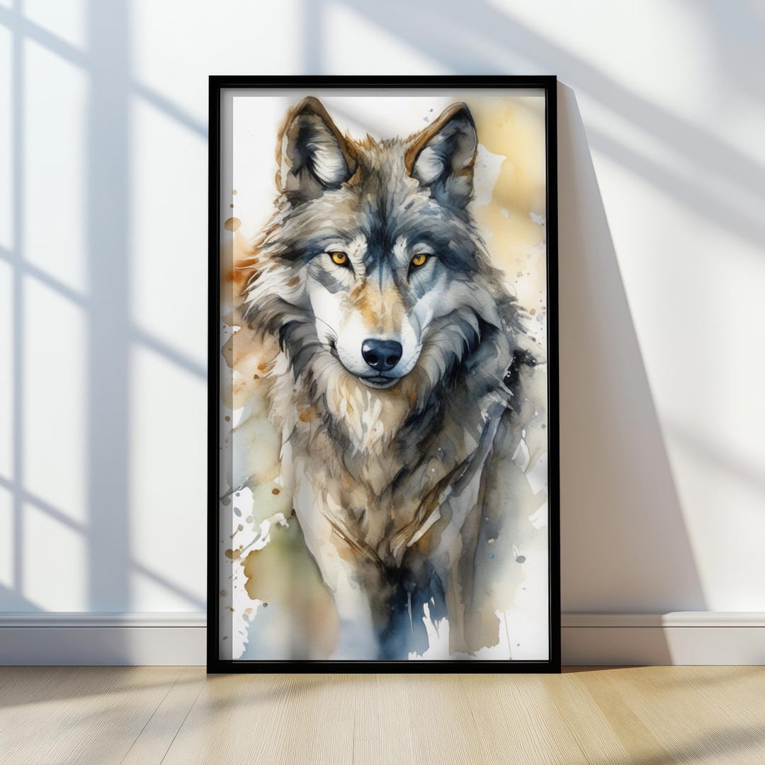 Watercolor Wolf Digital Art, Printable Wall Art, Wildlife Forest Decor ...