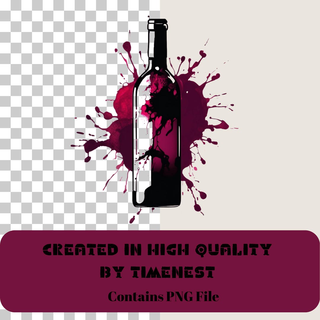 Wine Bottle Watercolor Clipart, Elegant Wine Art Design, Splatter Art ...