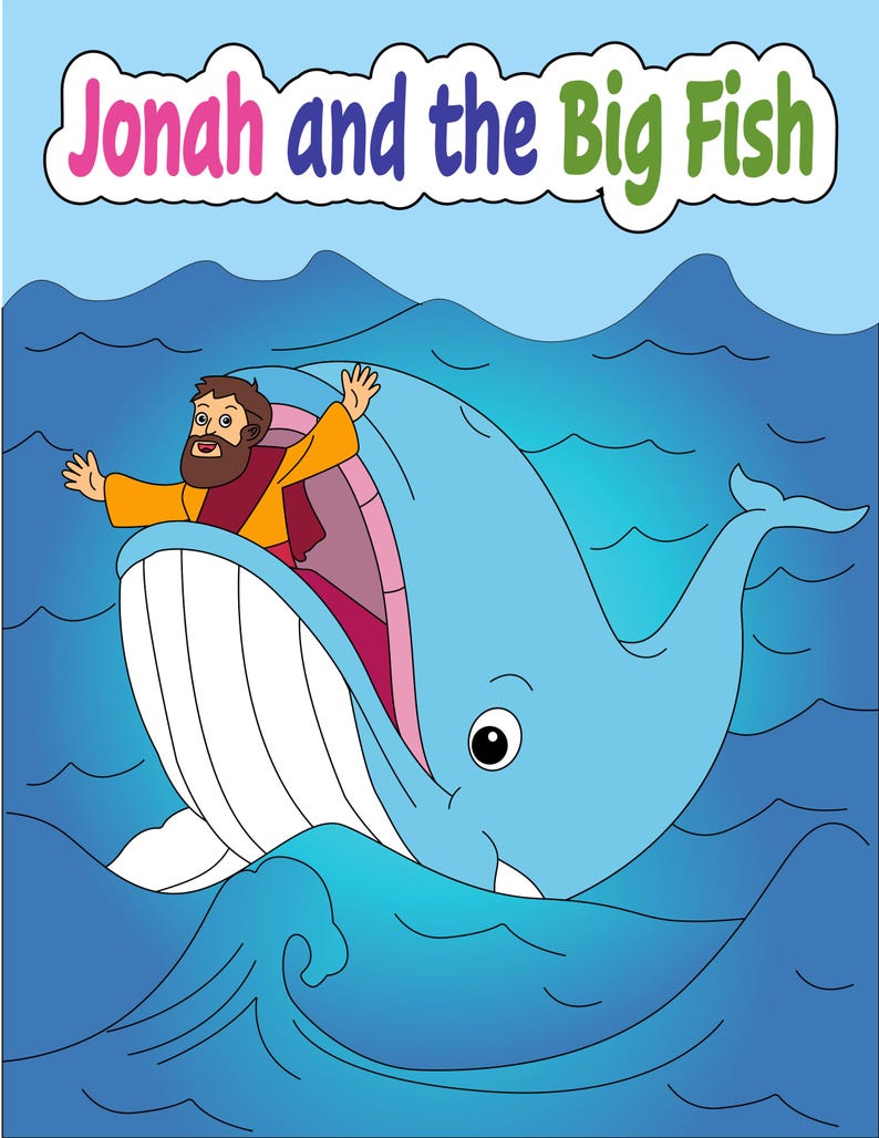 Jonah and the Big Fish Coloring Book: Bible Story Art (PDF Download) - Etsy