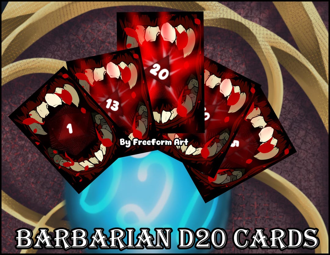 Barbarian Printable D20 Cards: for Fantasy Gaming, Tabletop Gaming ...