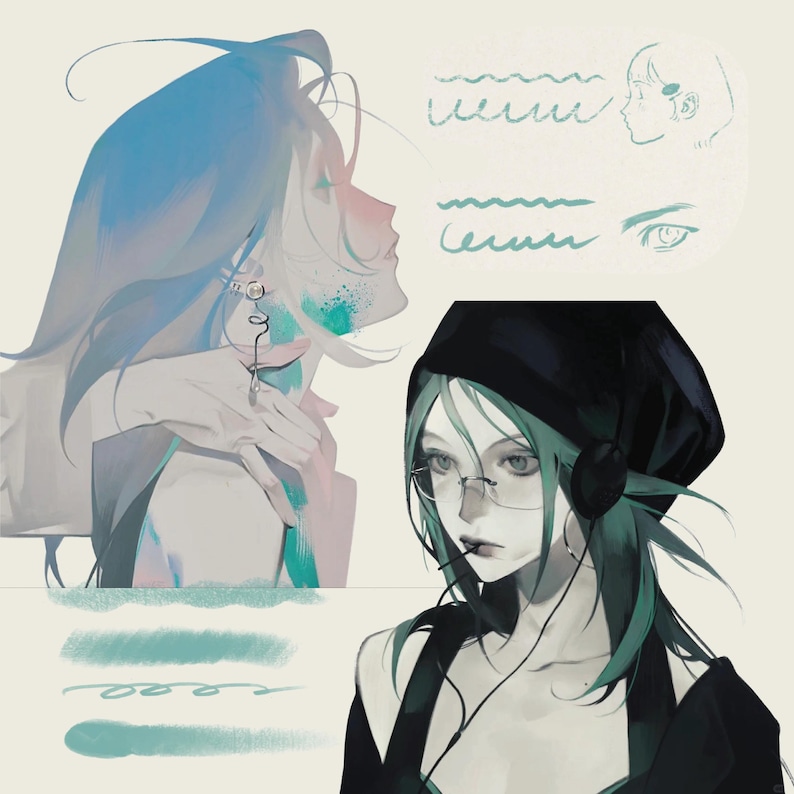 Soft Watercolor Procreate Brushes for Anime & Manga – 26 Digital ...