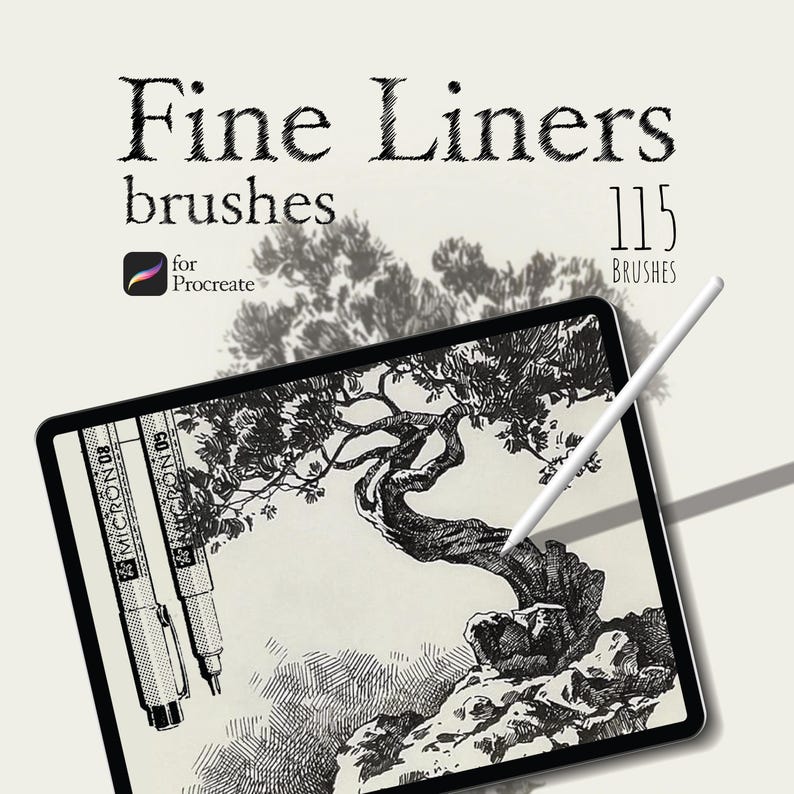 115 Procreate Brushes - Fine Line and Stipple Brushes for Procreate ...