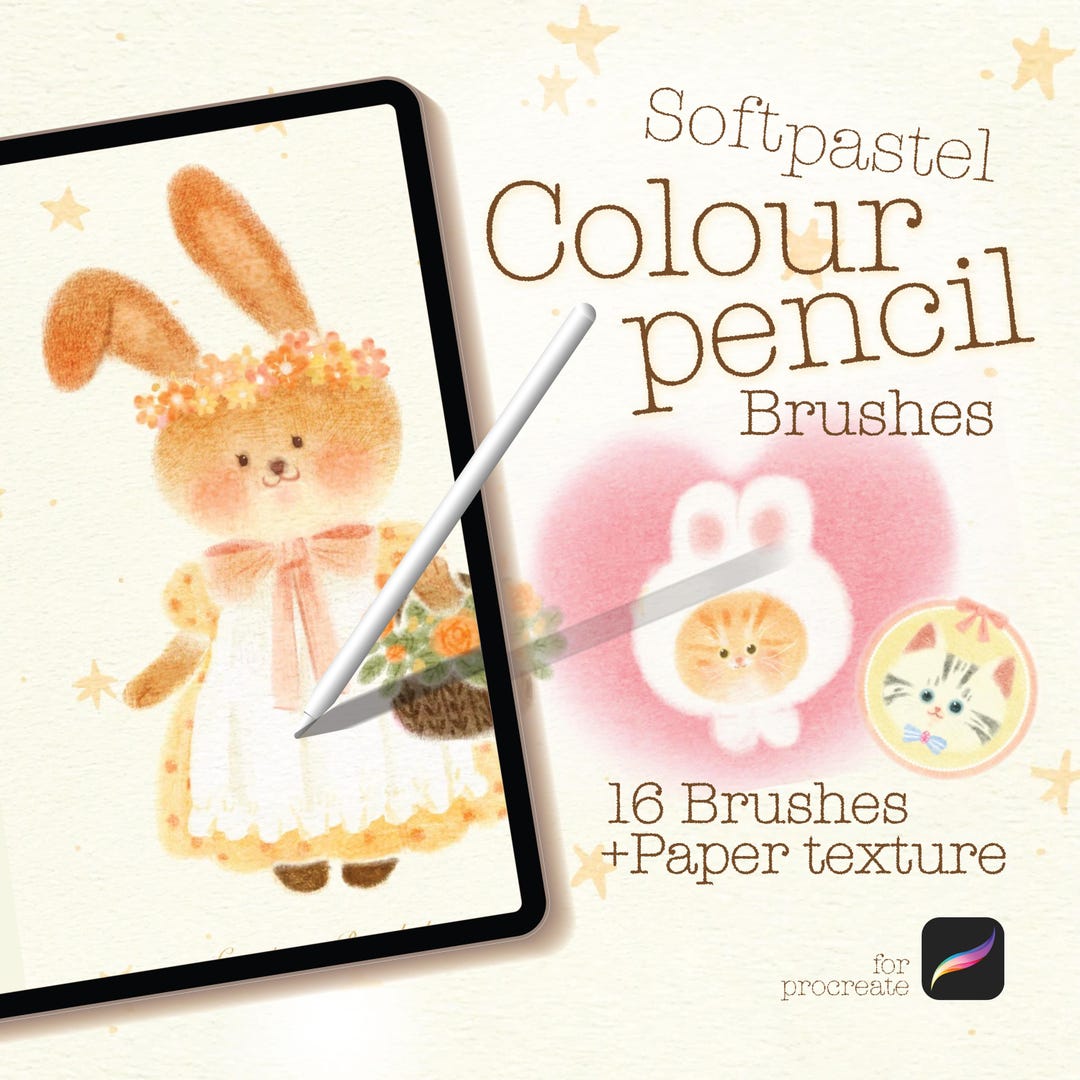 Realistic Soft Pastel Color Pencil Brushes for Procreate | 16 Texture ...