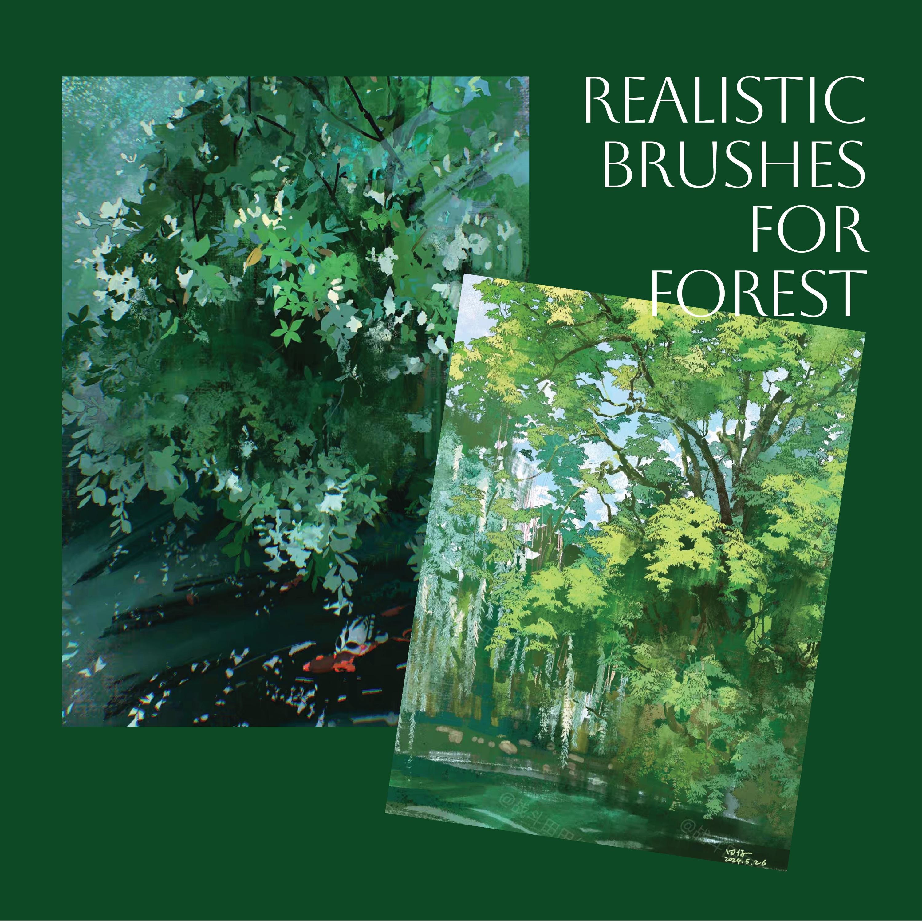 Forest Landscape Procreate Brushes: Watercolor Plant Brush Set (digital ...