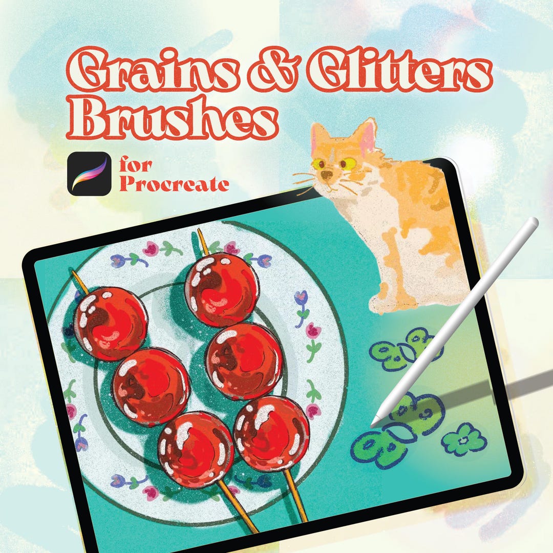 Grains and Glitters Procreate Brushes, Retro Pattern, Sparkle Brushset ...