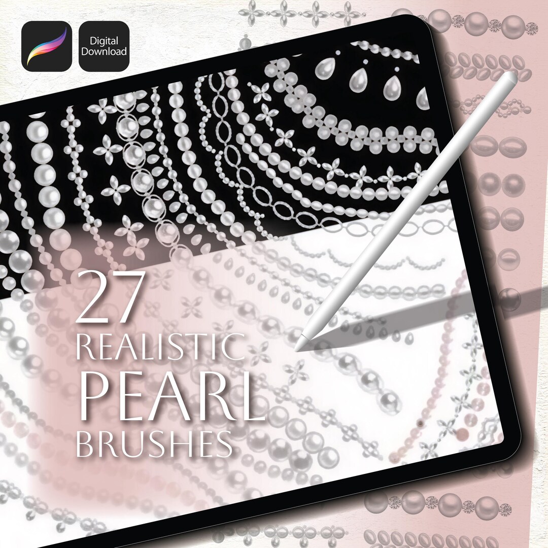 Realistic Pearl Brushes for Procreate | 27 Pearl Texture & Chain ...