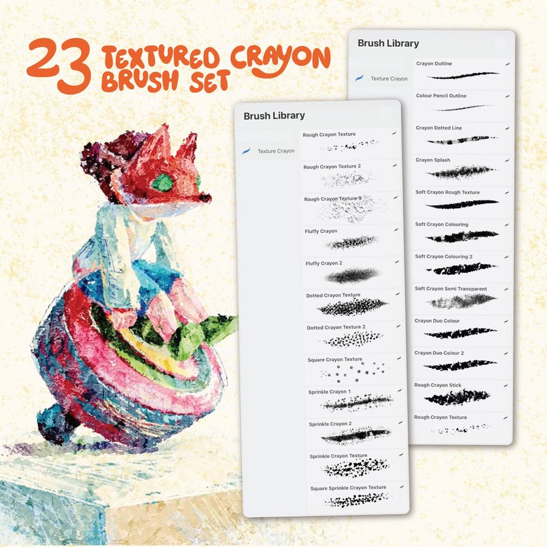 Realistic Crayon Procreate Brushes: Hand-drawn Texture Art (digital ...