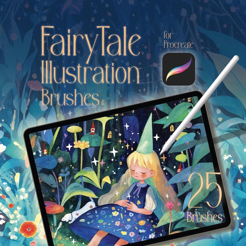 Fairytale Illustration Procreate Brushes | 25 Texture Brushes + Paper ...