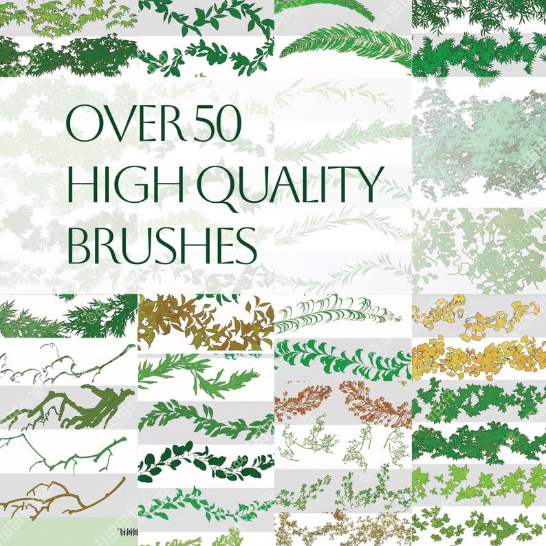 Forest Landscape Procreate Brushes: Watercolor Plant Brush Set (digital ...