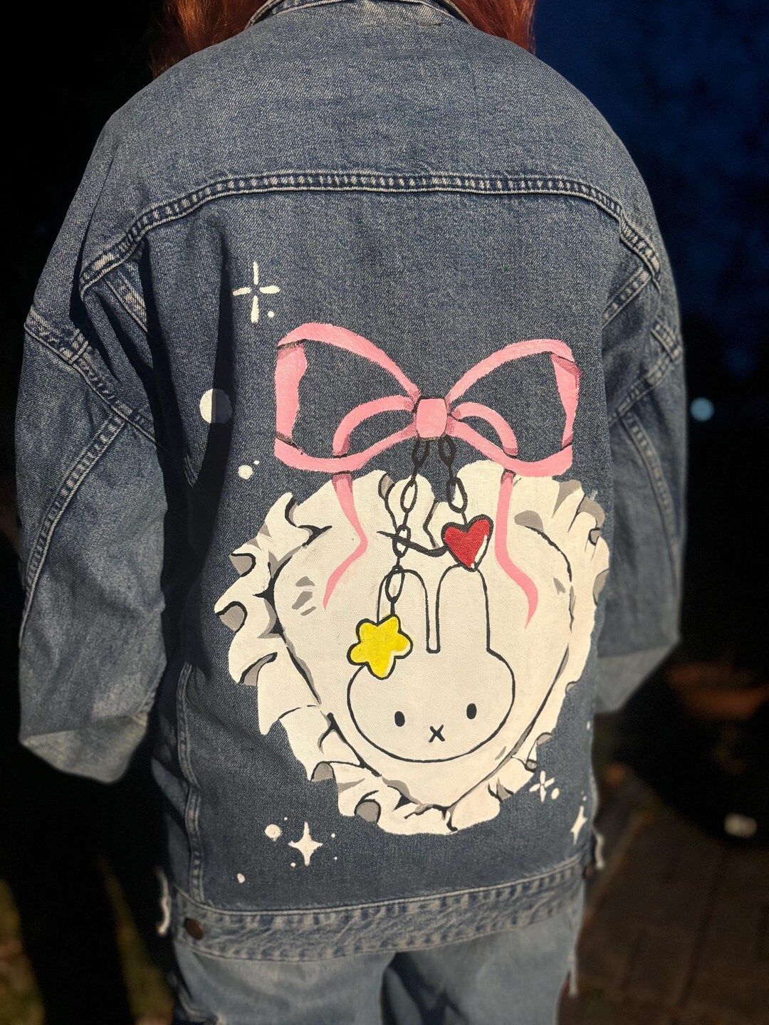Custom Painted Miffy Denim Jacket, Personalized Denim Jacket, Miffy ...