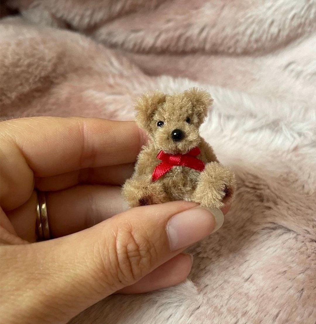 Handmade Tiny Teddy Bear: 1.6 Inch Miniature Gift - Etsy UK