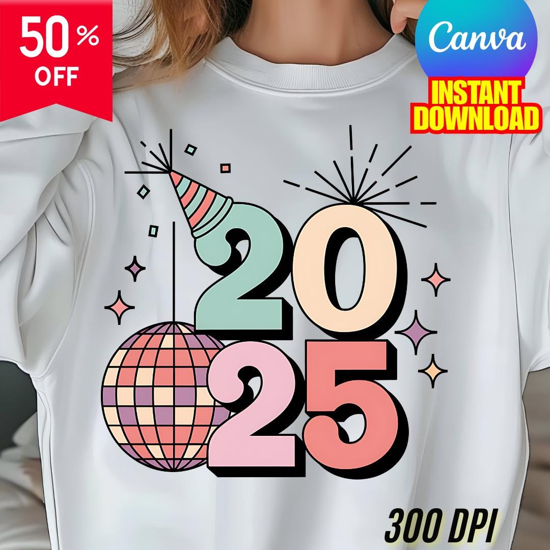 New Year 2025 PNG Stickers, Gift for Her, Gift for Him, Tshirt Designs ...