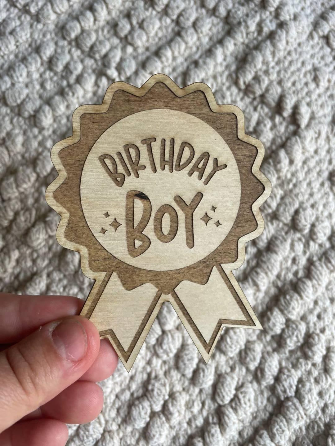 Birthday Boy Wooden Badge, Party Badge, Birthday Badge, Personalised ...