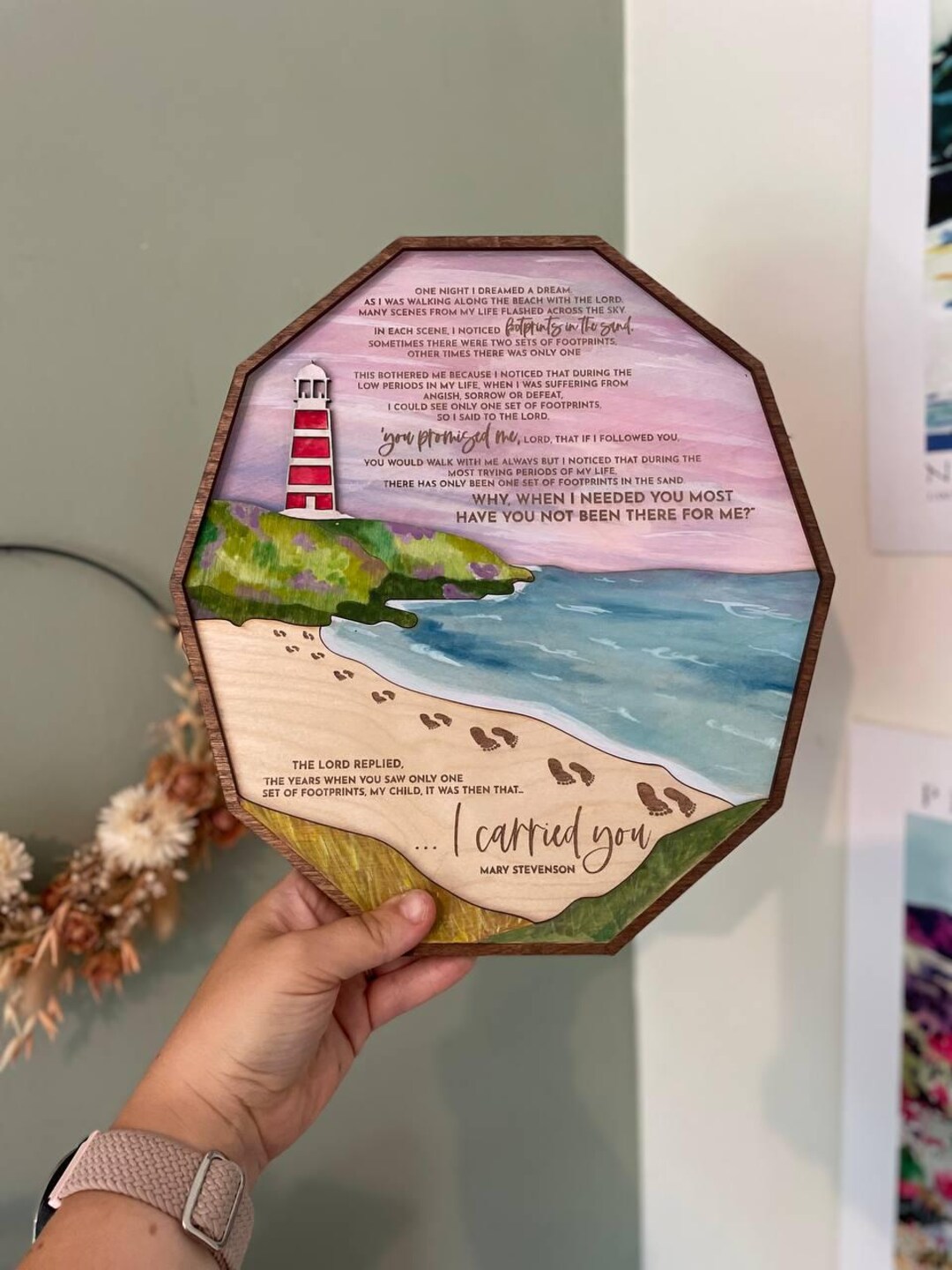 Footprints in the Sand Sign, Wooden Painted Bible Verse, Footprints in ...