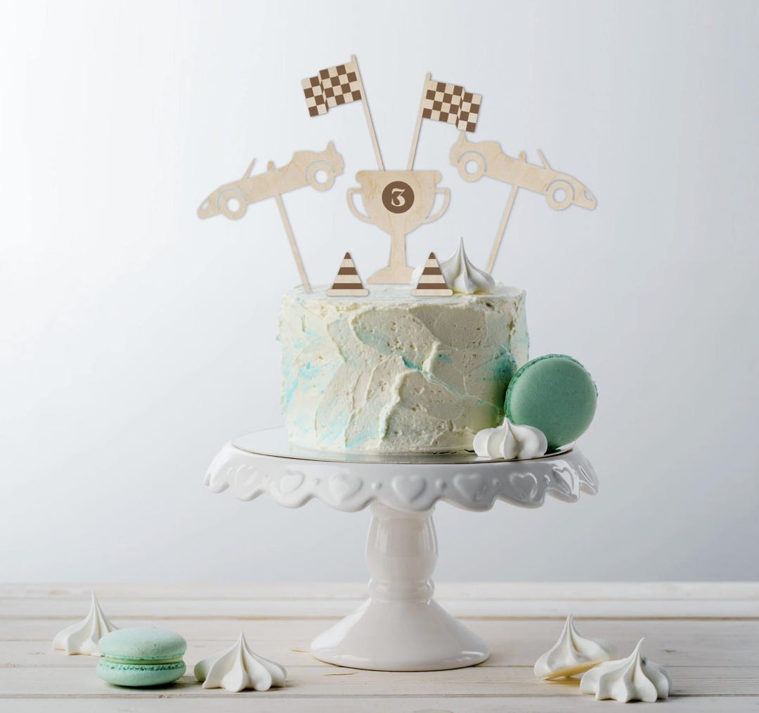 Race Car Birthday Cake Topper Set, Track Car Race Cake Toppers ...