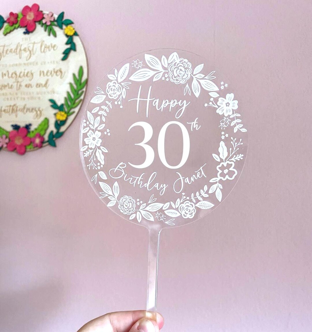 30th Birthday Cake Topper, Personalised 30th Birthday Topper, Adult ...