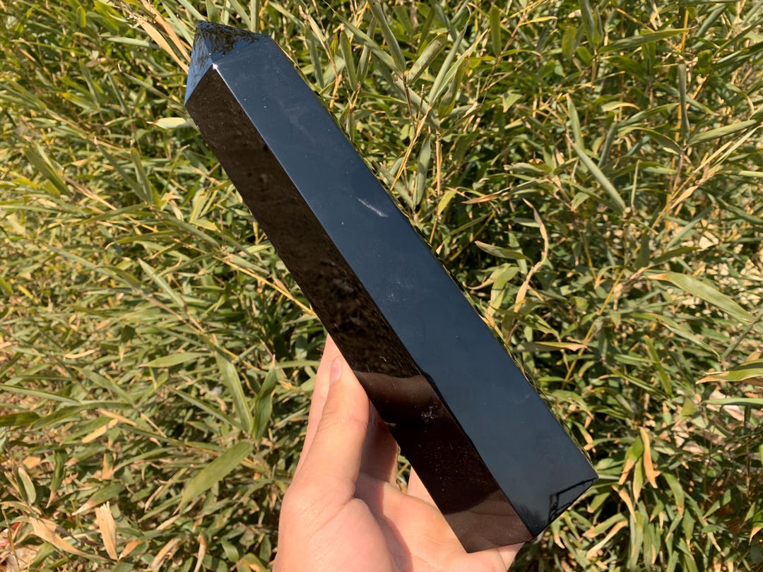 Hand Carved Natural Obsidian Crystal Obelisk: Healing Wand, Home Decor ...
