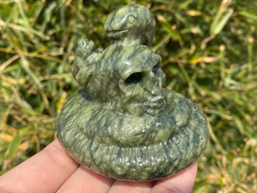 Hand Carved Green Jade Crystal Snake Skull: Home Decor (3.1'') - Etsy