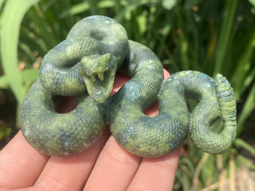 Hand Carved Green Jade Crystal Snake: Natural Home Decor - Etsy