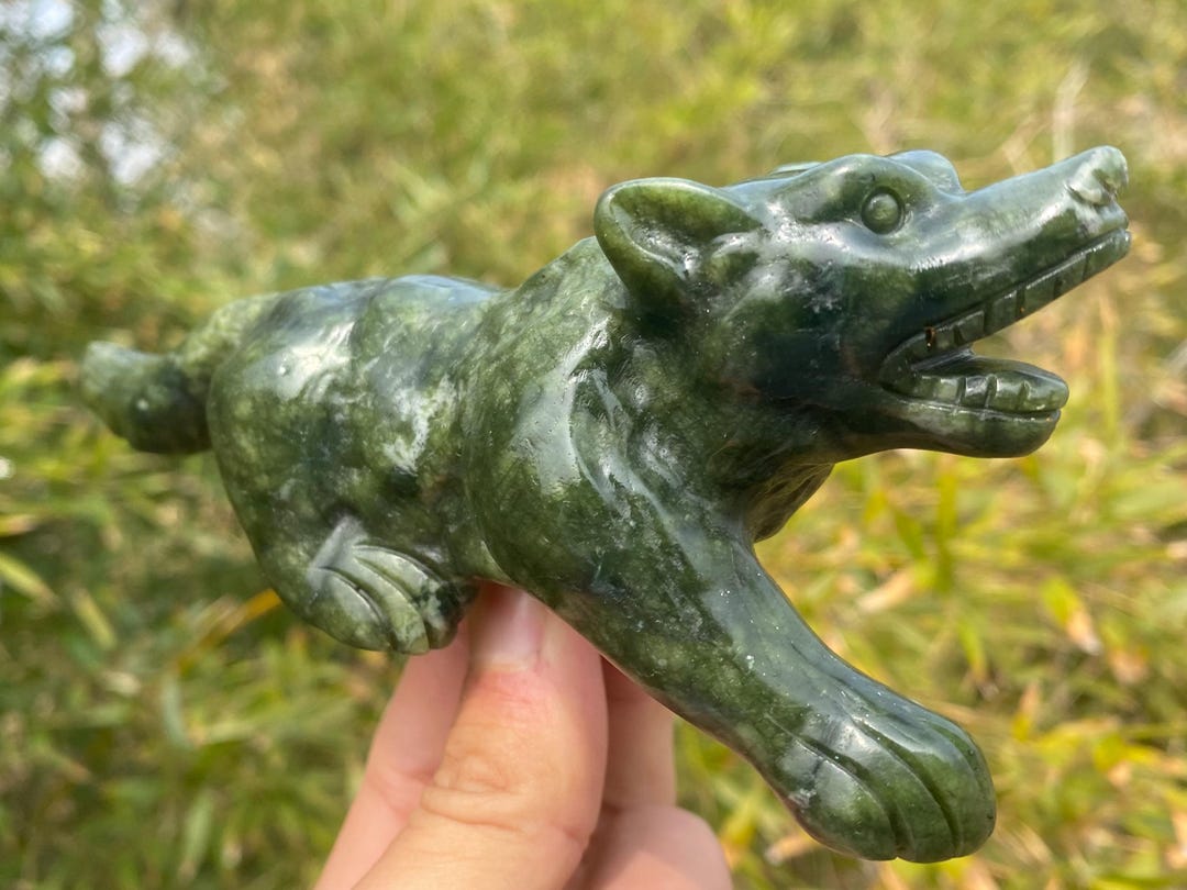 Hand Carved Green Jade Wolf Skull - Crystal Home Decoration - Etsy