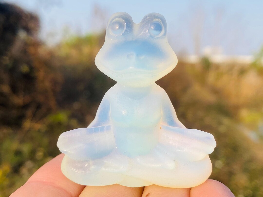 Hand Carved Opal Quartz Crystal Frog Specimen: Home Decor Gift (1.9 ...