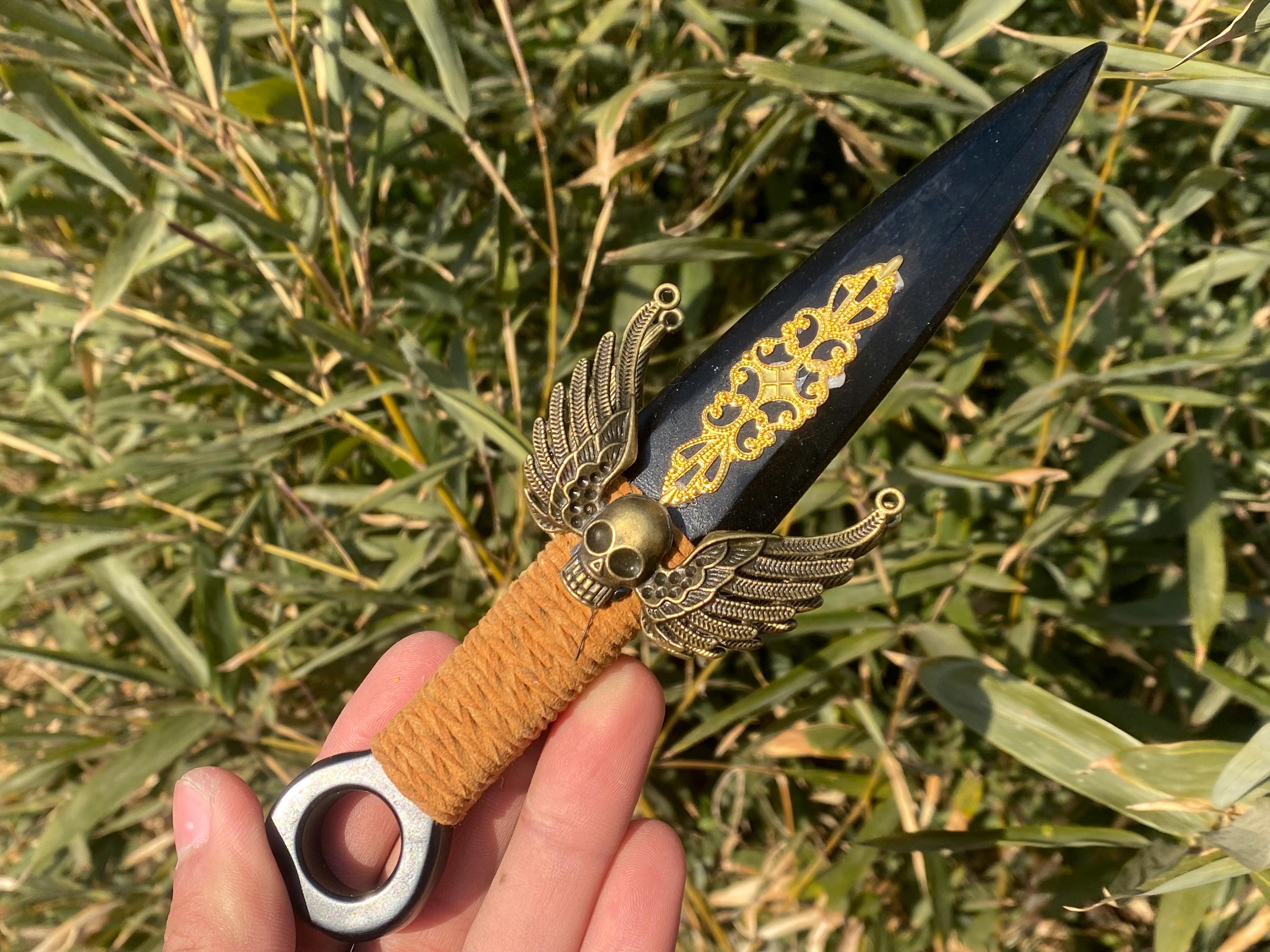 7" Natural Obsidian Quartz,quartz Crystal,hand Carved,obsidian Knife ...