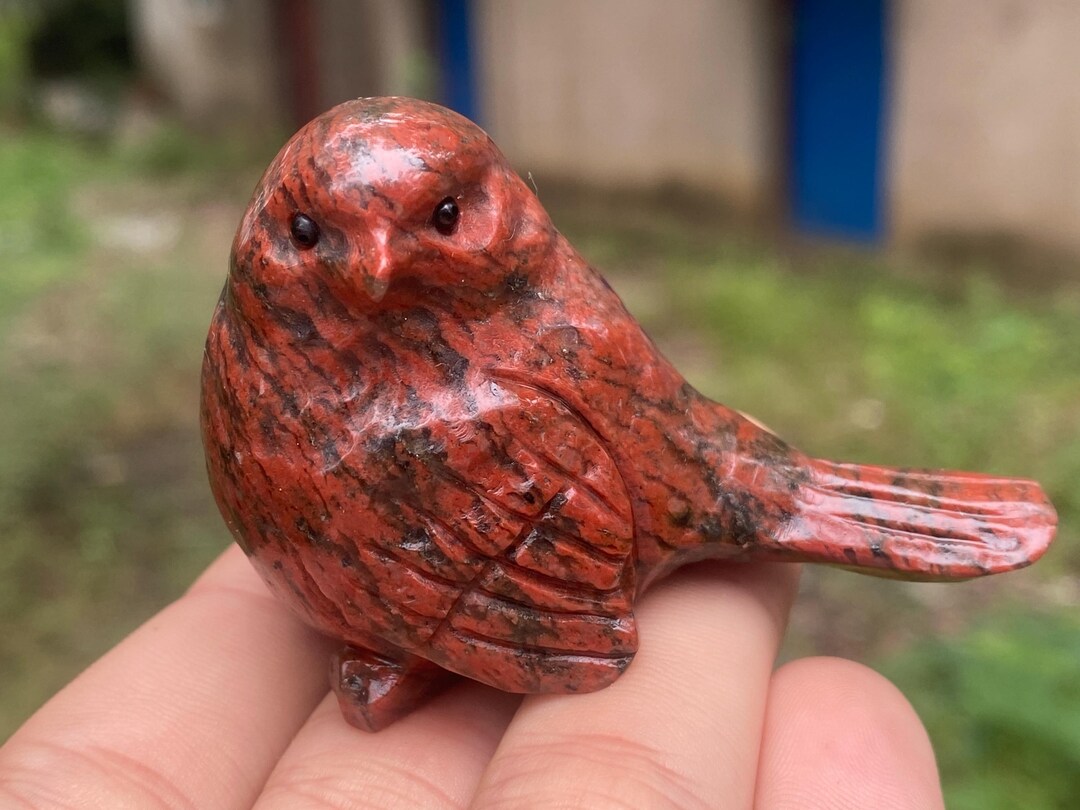 Hand Carved Red Jade Quartz Crystal Bird Specimen: Home Decor - Etsy