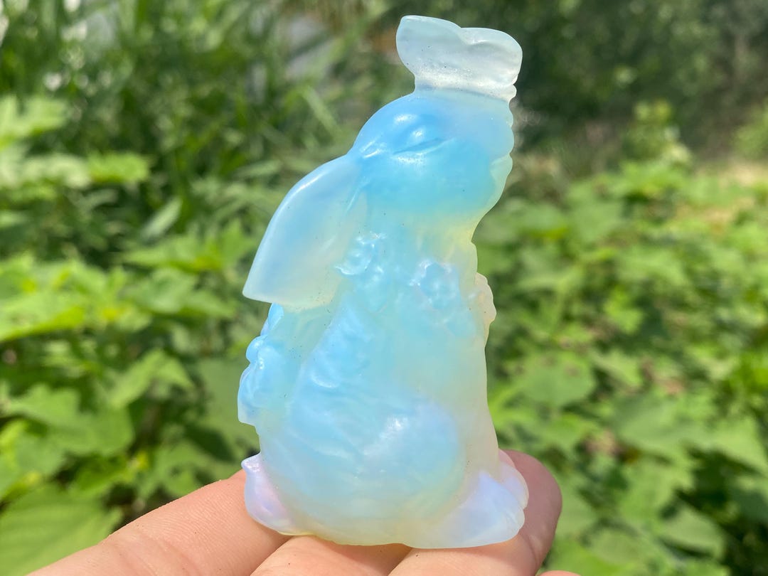 Hand Carved Opal Crystal Rabbit: Reiki Healing Stone, Home Decor (2.9 ...