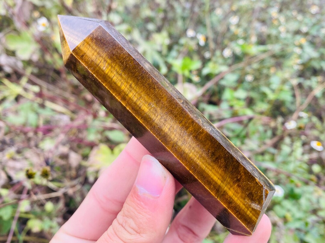Hand Carved Tiger's Eye Quartz Crystal Obelisk: Healing Wand Point - Etsy
