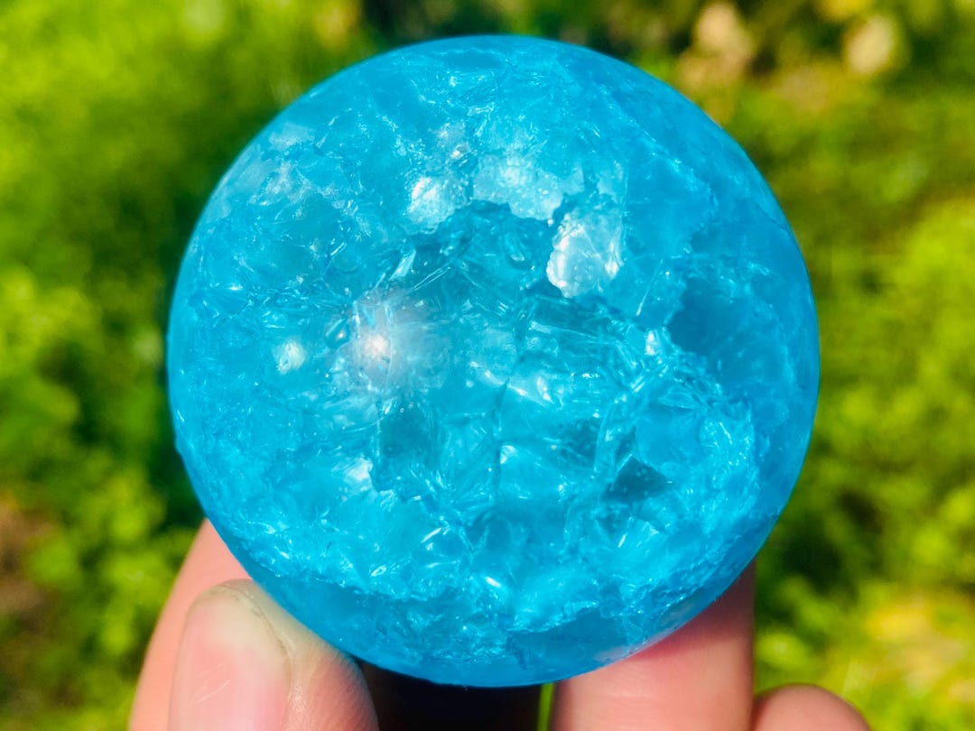 1.9" Titanium Blue Magical Aura Crackle Sphere,quartz Crystal,hand ...