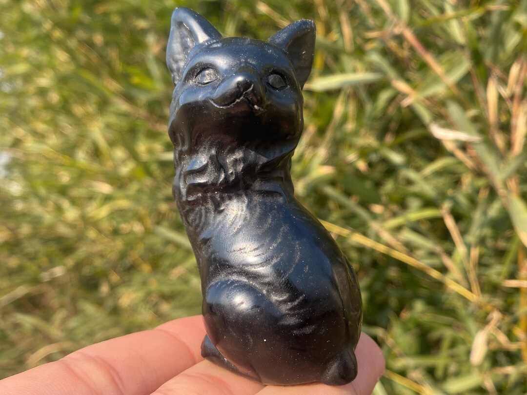 Hand Carved Obsidian Fox Specimen: Crystal Home Decor (3.1") - Etsy