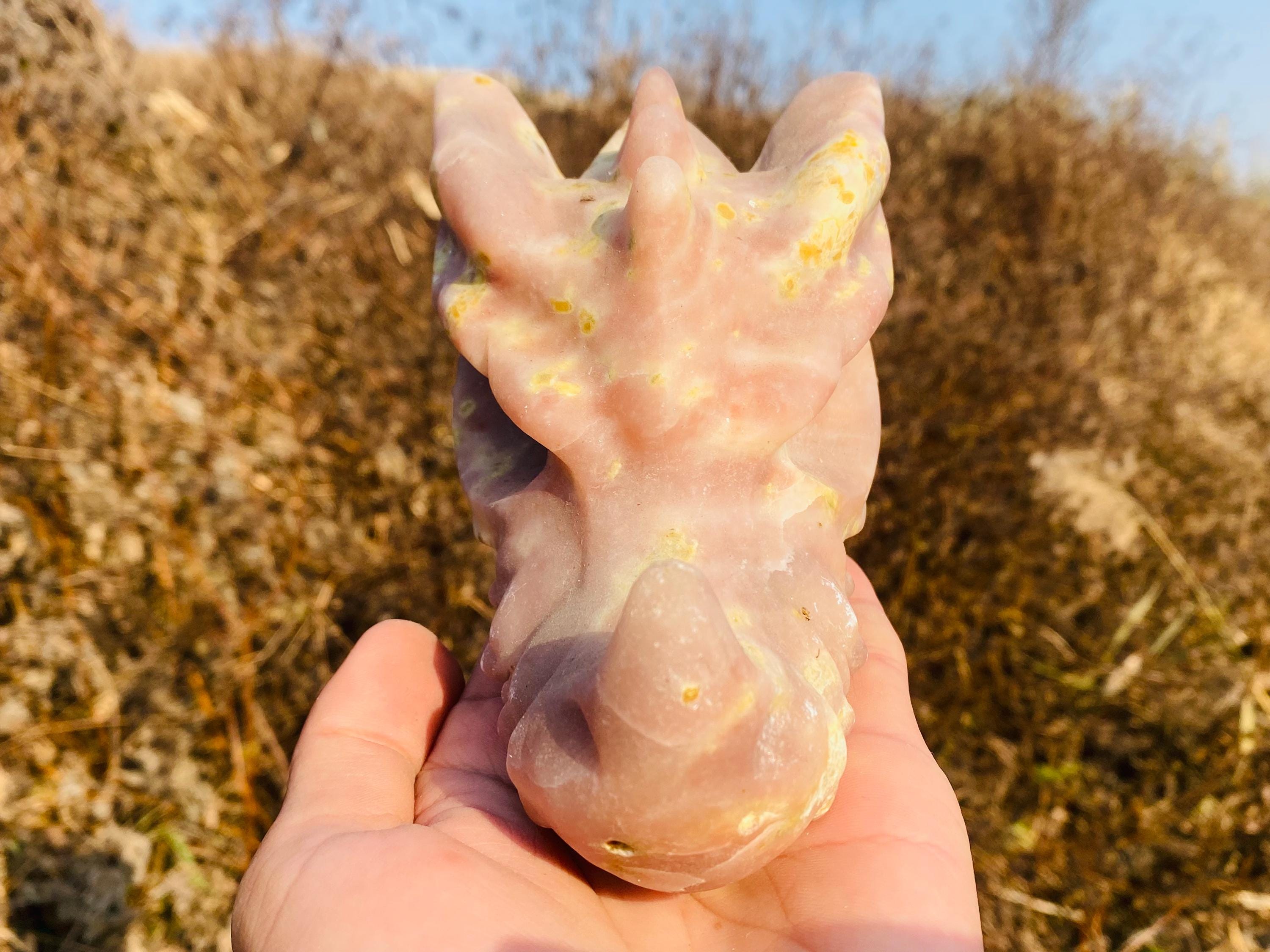 Hand Carved Red Barre Stone Dragon: Quartz Crystal Home Decor - Etsy