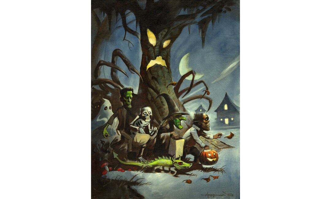 The TERROR TREE! 16x20 Halloween Trick or Treat Art Print by Mike ...