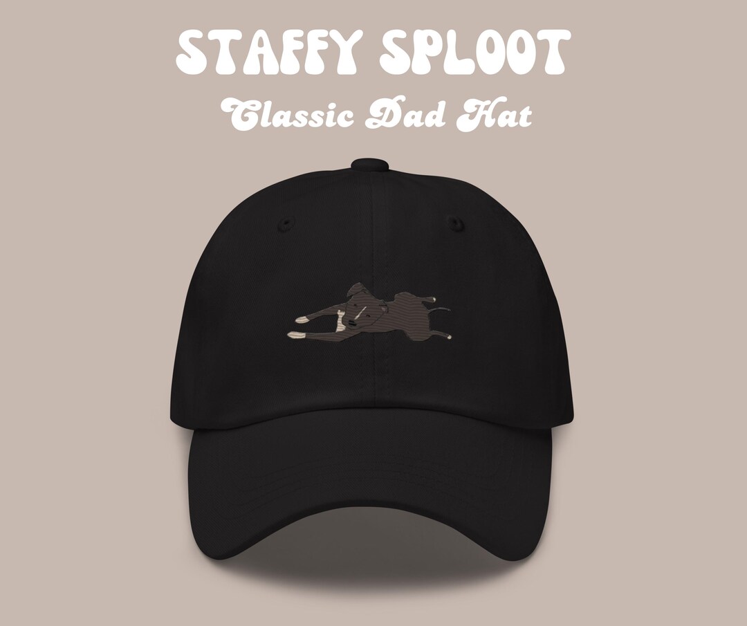 Staffy Sploot Dad Hat: Embroidered Pitbull Terrier Cotton Twill Cap - Etsy