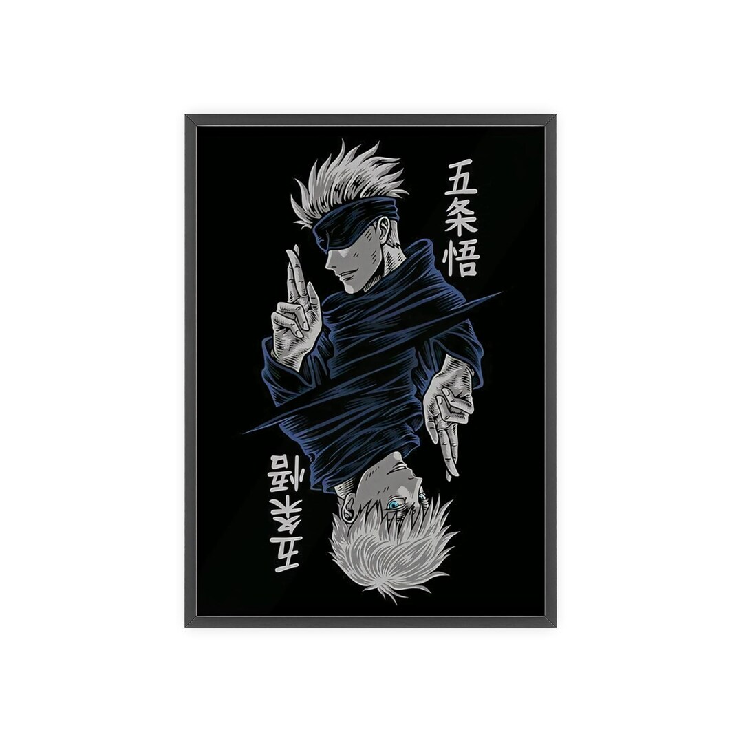 Anime Jujutsu Kaisen Gojo Matte Vertical Posters, Black and White ...