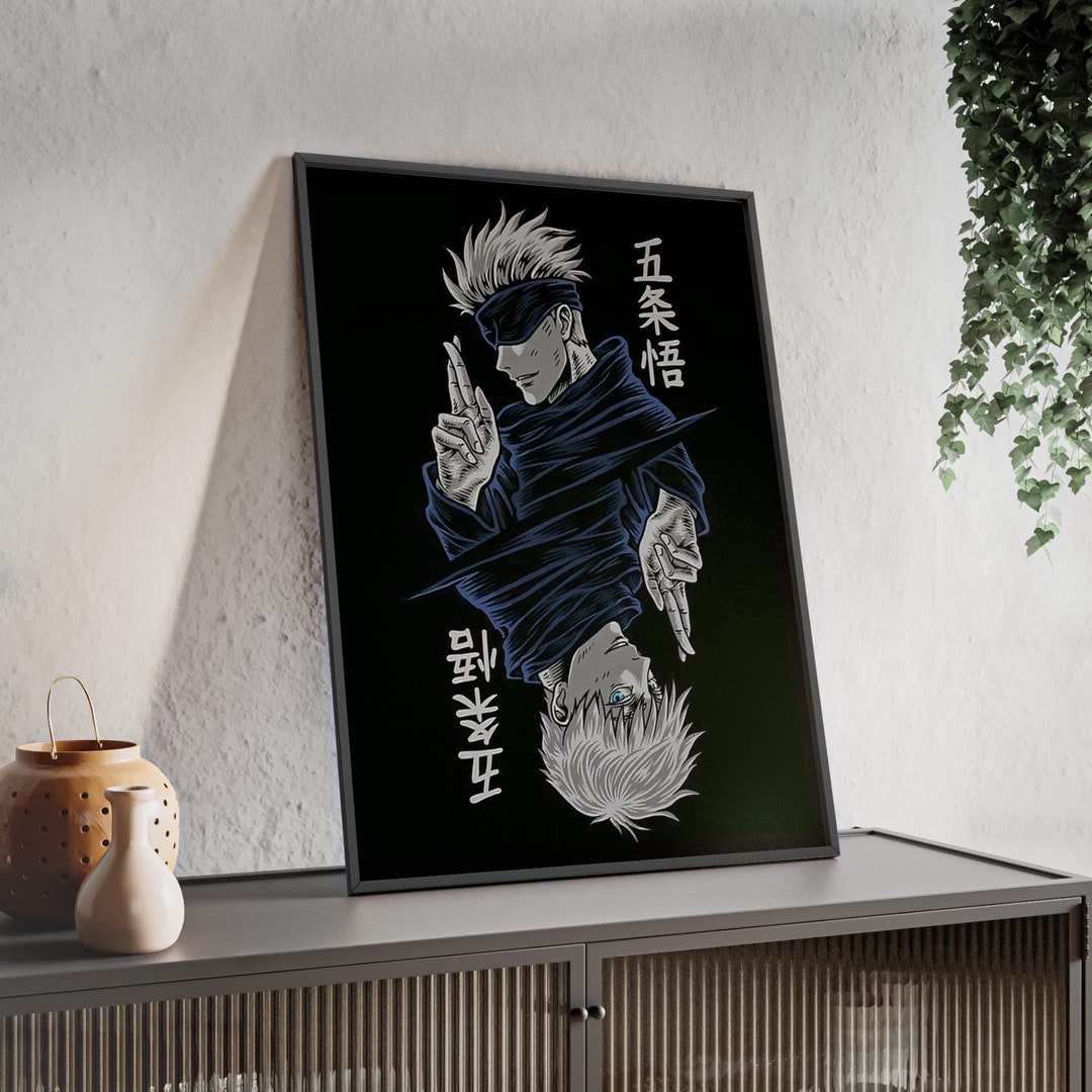 Anime Jujutsu Kaisen Gojo Matte Vertical Posters, Black and White ...