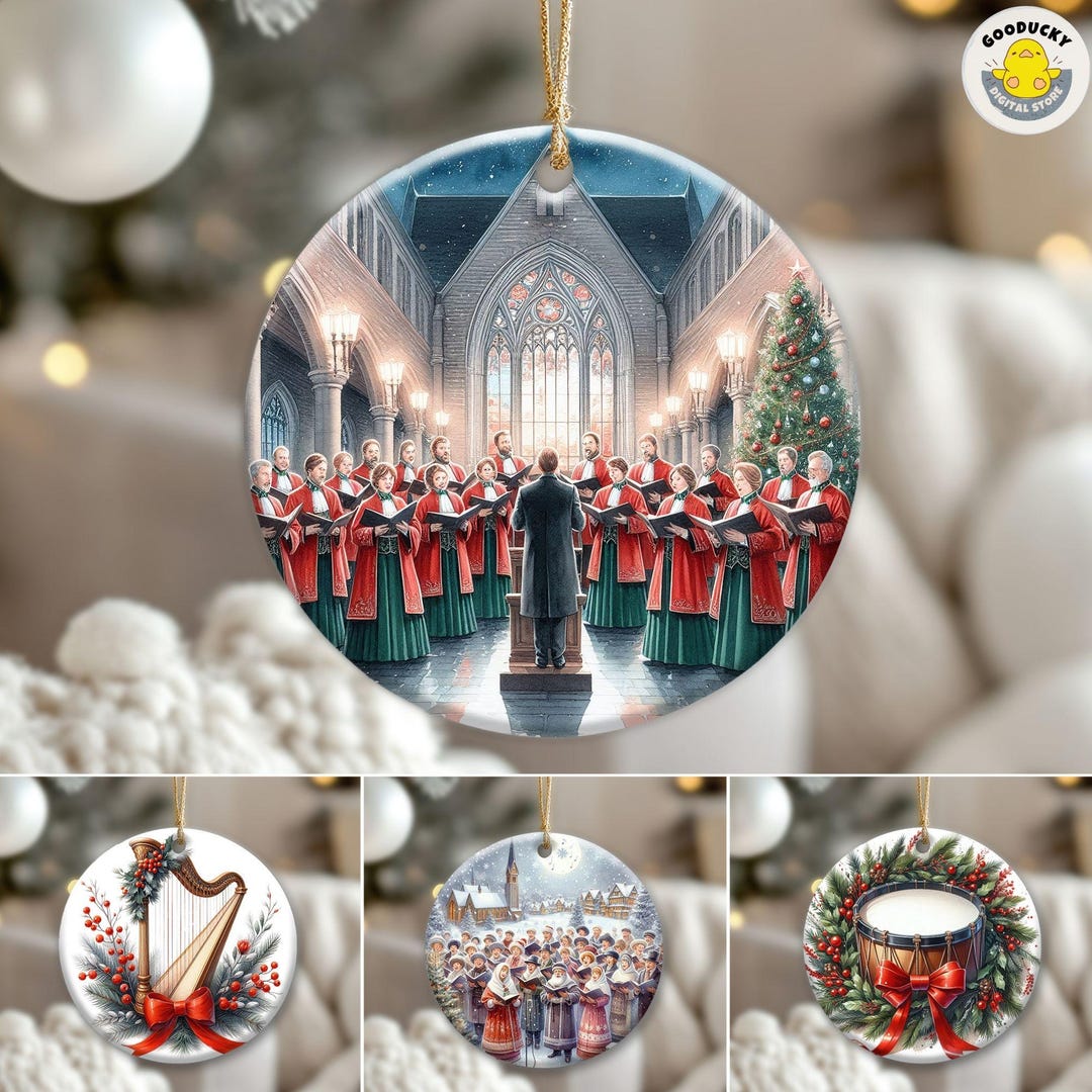 Christmas Carols Ornament Designs, 20 PNG Festive Caroling Sublimation ...