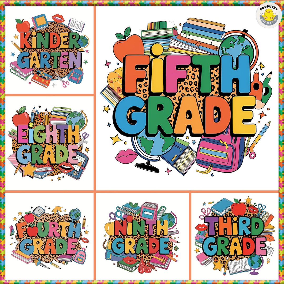 First Day of School Clipart, 10 PNG First/second/third Grade Clipart ...
