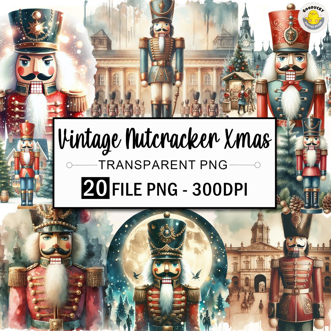 Watercolor Christmas Nutcracker Clipart Bundle, 20 PNG Christmas Eve ...