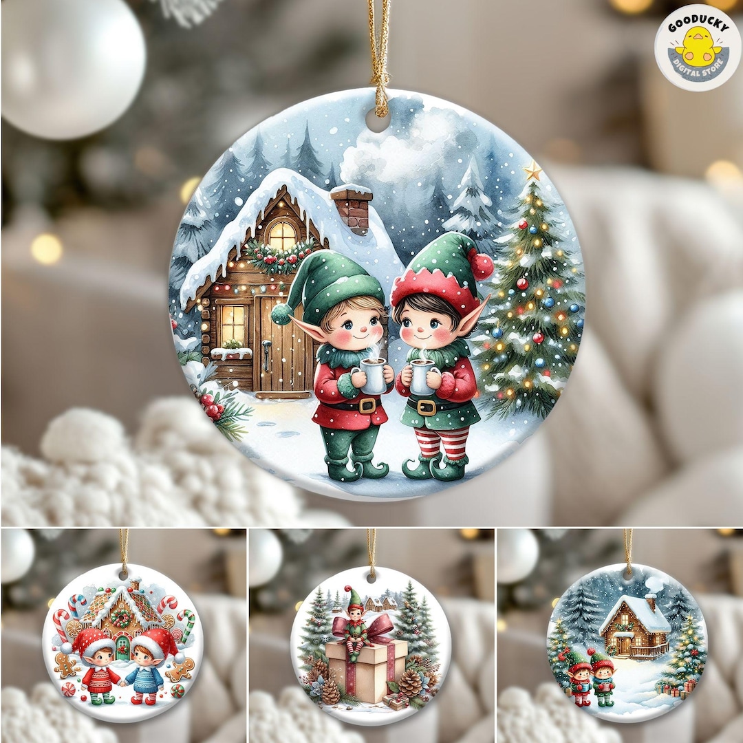 Christmas Elves Ornament Designs, 20 PNG Festive Elf Sublimation ...