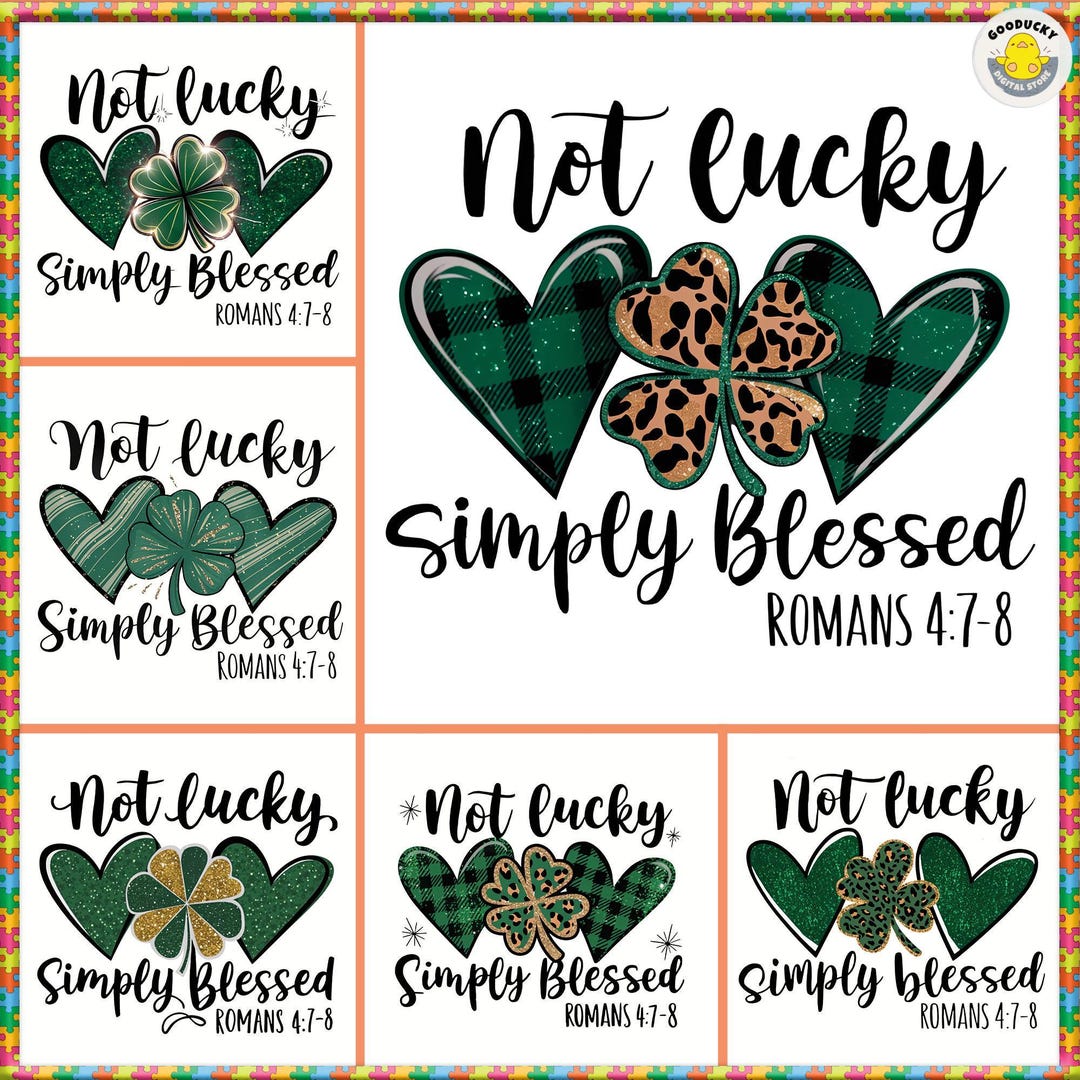Not Lucky Simply Blessed PNG, 10 Design Coquette St Patty's Day PNG ...